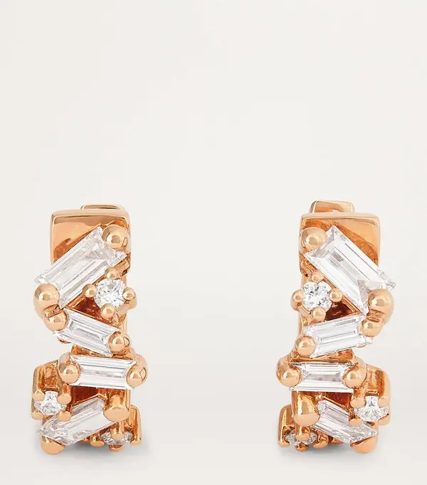 SUZANNE KALAN Diamond Frenzy Huggie Earrings - Rose Gold