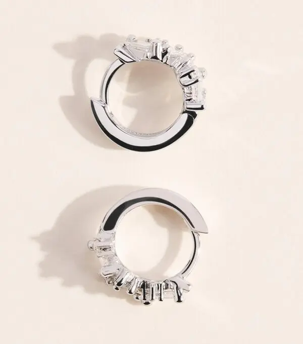 SUZANNE KALAN Gold And Diamond Frenzy Huggie Earrings - White