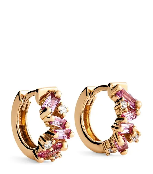 SUZANNE KALAN Diamond And Sapphire Frenzy Huggie Earrings - Rose Gold