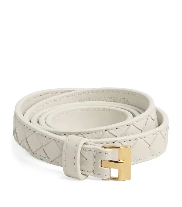 Bottega Veneta Lambskin Thin Watch Belt - White