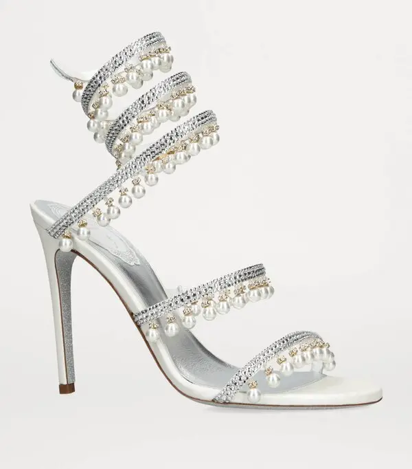 Rene Caovilla Embellished Chandelier Heeled Sandals 105 - White