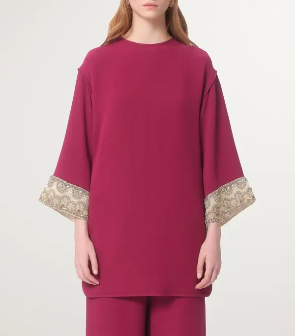 Valentino Garavani Silk Embroidered Kaftan Top