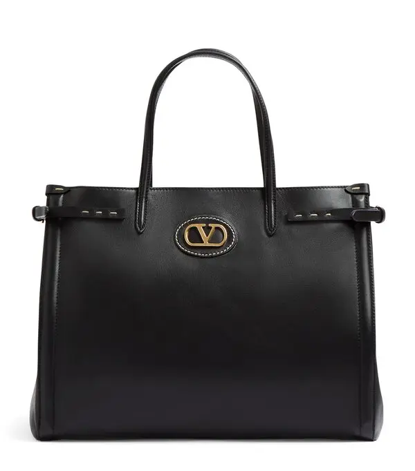 Valentino Garavani Medium Leather Antibes Tote - Black