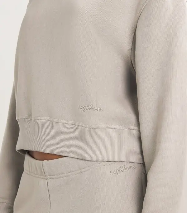 Rag & Bone Terry Cloth Cropped Sweatshirt - Beige