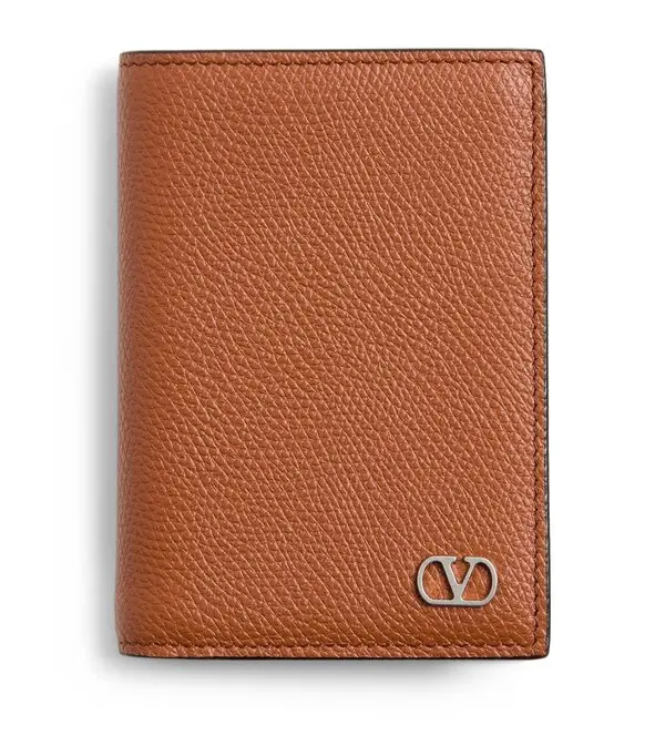 Valentino Garavani Leather Vlogo Card Holder - Brown