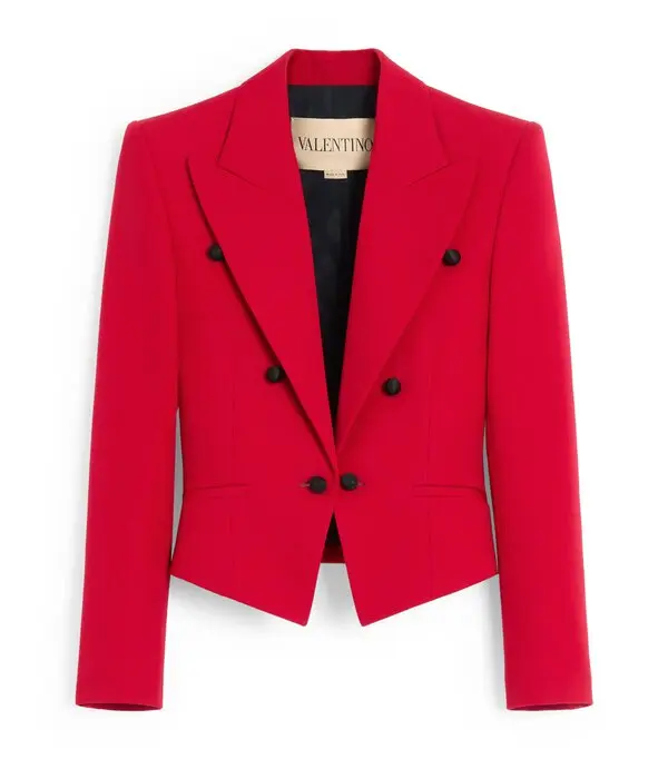 Valentino Garavani Virgin Wool Double Breasted Blazer - Red
