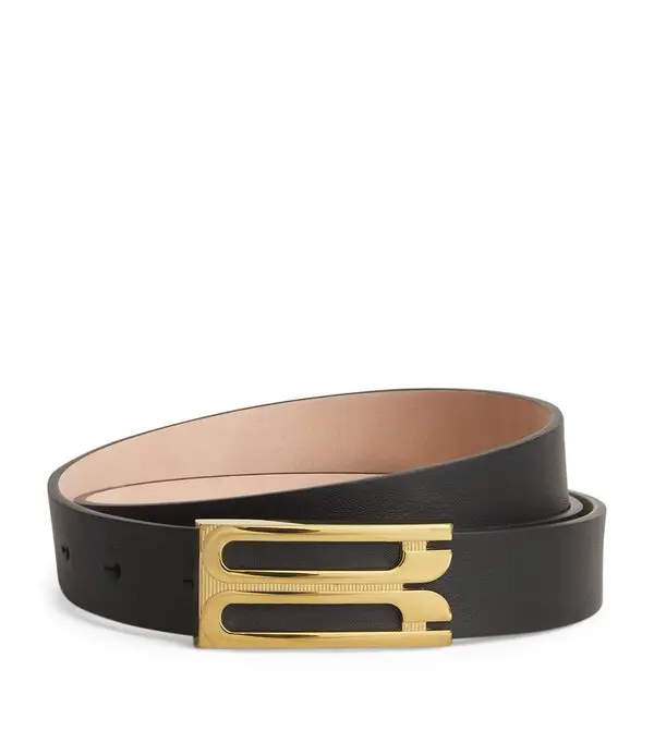 Victoria Beckham Leather B-buckle Belt - Black