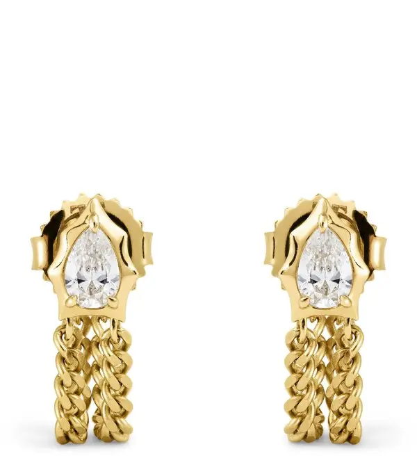 JADE TRAU Yellow And Diamond Envoy Chain Loop Earrings - Gold