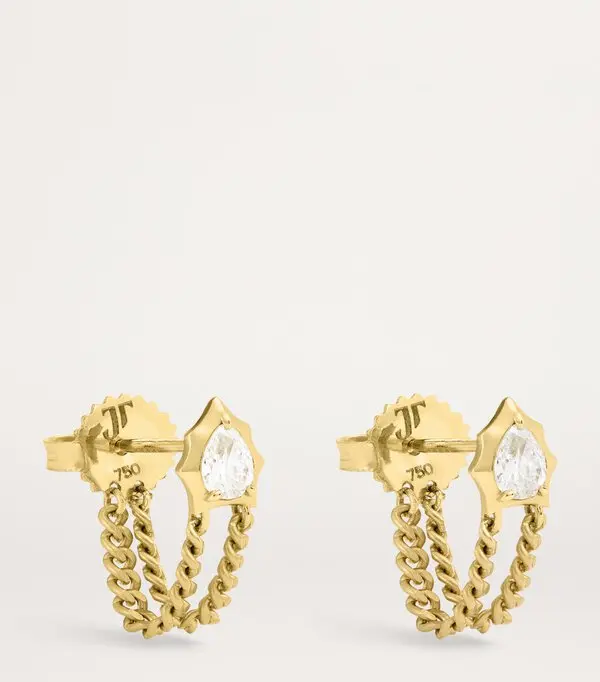 JADE TRAU Yellow And Diamond Envoy Chain Loop Earrings