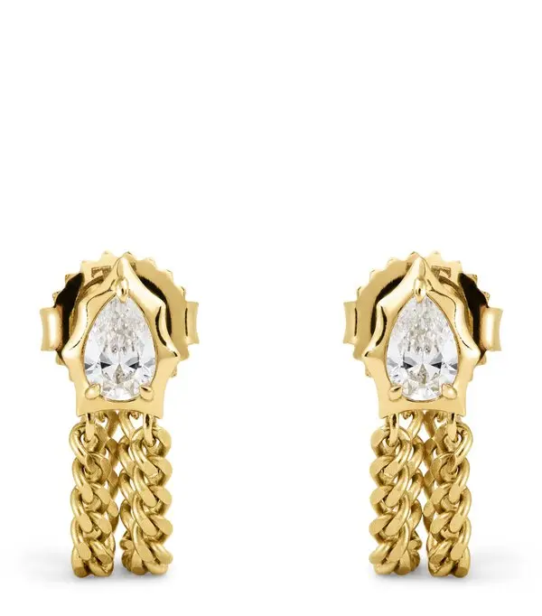 JADE TRAU Yellow And Diamond Envoy Chain Loop Earrings - Gold