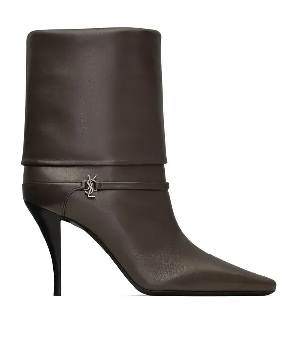 Saint Laurent Leather Vicky Ankle Boots 90 - Brown