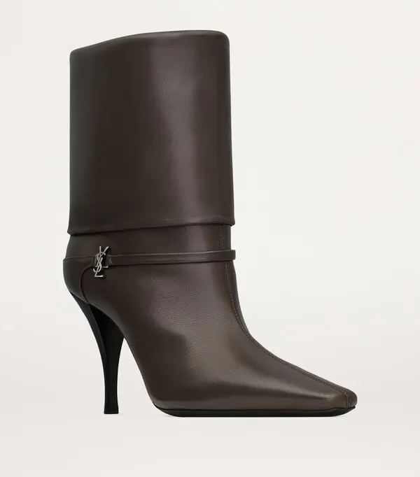 Saint Laurent Leather Vicky Ankle Boots 90 - Brown