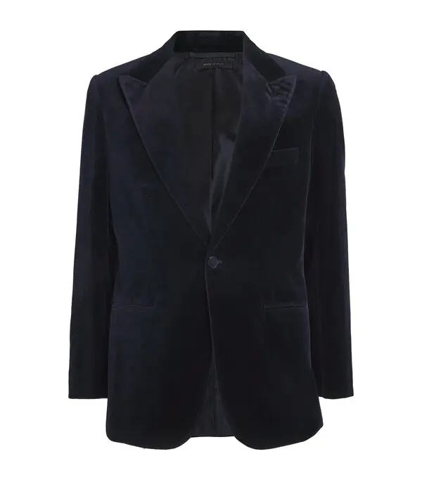 Brioni Velvet Single-breasted Blazer - Blue