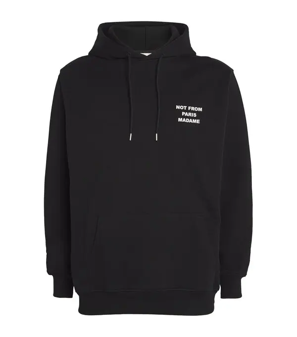 Drole De Monsieur Cotton Slogan Hoodie - Black