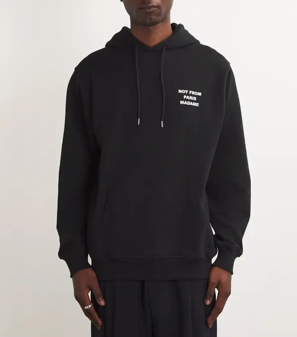 Drole De Monsieur Cotton Slogan Hoodie - Black