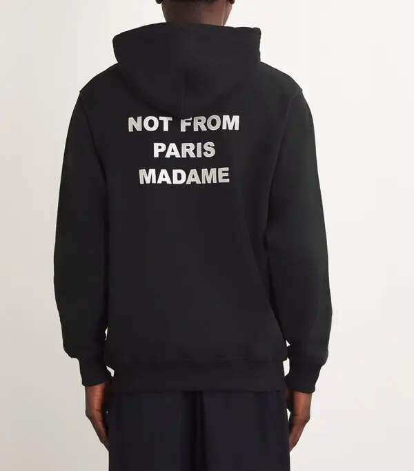 Drole De Monsieur Cotton Slogan Hoodie - Black