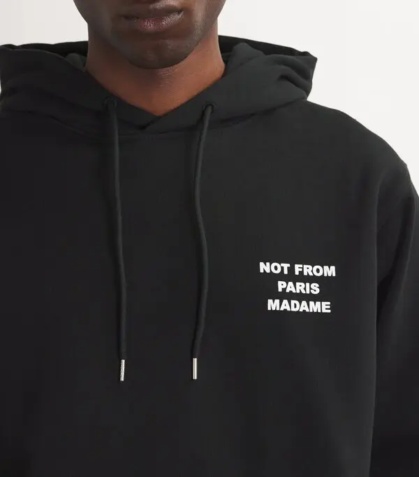 Drole De Monsieur Cotton Slogan Hoodie - Black