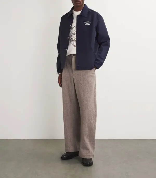 Drole De Monsieur Graphic Print Shirt Jacket - Navy