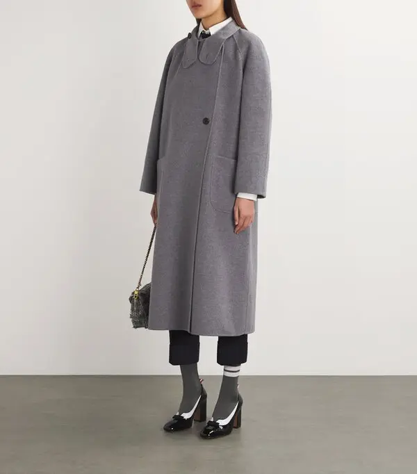 Thom Browne Wool-cashmere High-neck Overcoat
