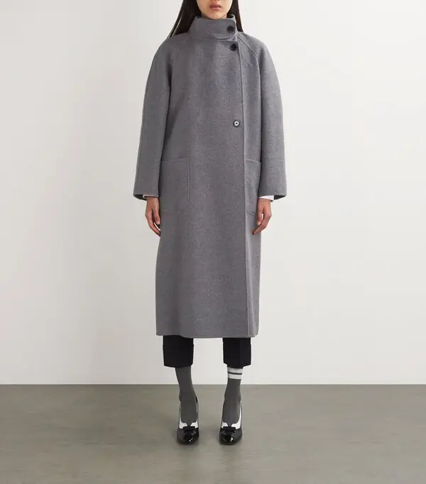 Thom Browne Wool-cashmere High-neck Overcoat