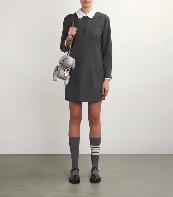 Thom Browne Wool Mini Shift Dress - Grey | Editorialist