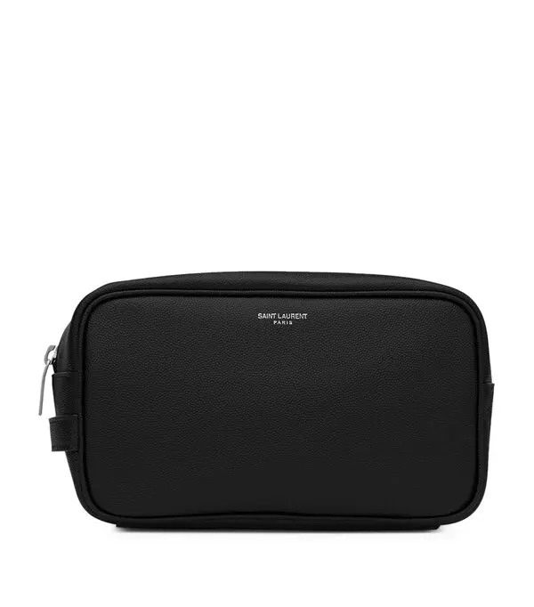 Saint Laurent Leather Wash Bag - Black