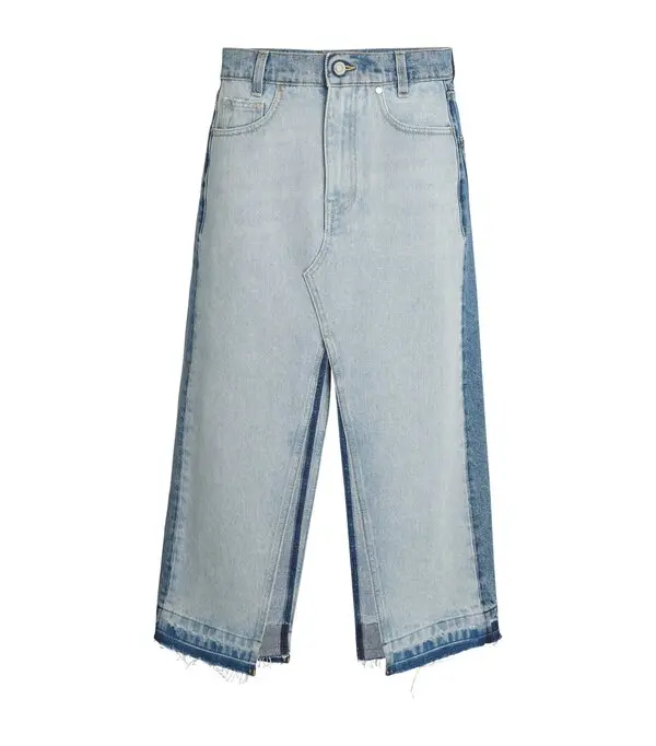 Stella McCartney Organic Denim Split Midi Skirt - Blue