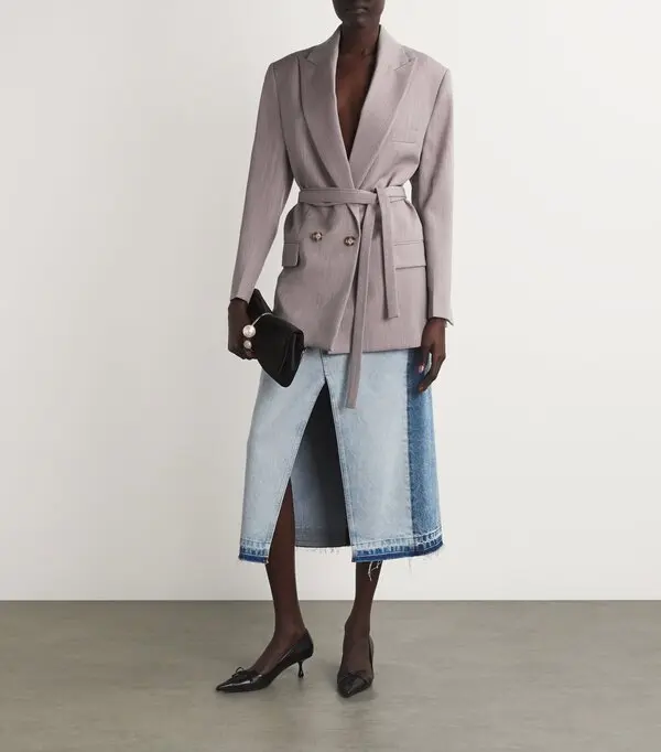 Stella McCartney Organic Denim Split Midi Skirt - Blue
