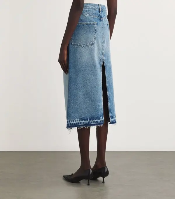 Stella Mccartney Contrast Panel Denim Midi Skirt - Blue