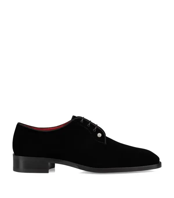 CHRISTIAN LOUBOUTIN Chambeliss Night Strass Velvet Derby Shoes - Black