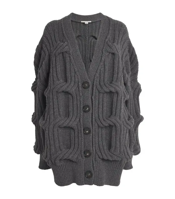 Stella McCartney Virgin Wool Falabella Cardigan - Grey