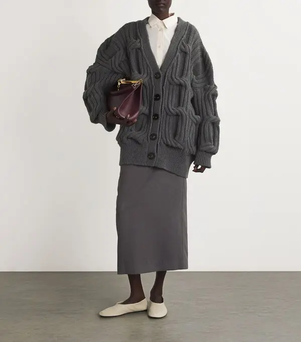 Stella McCartney Virgin Wool Falabella Cardigan - Grey