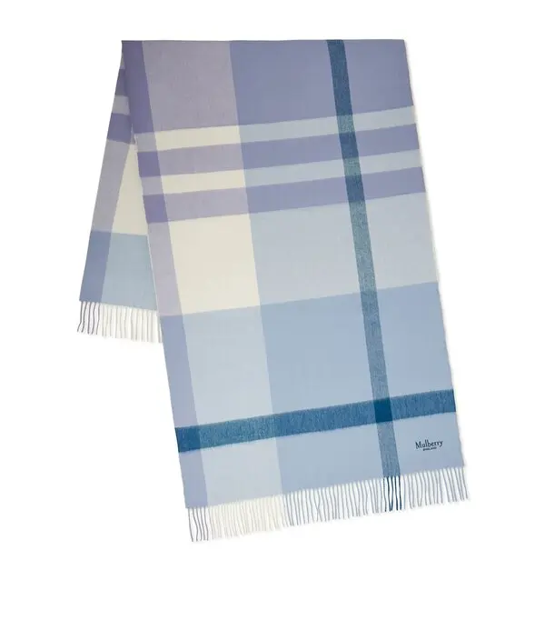 Mulberry Large Merino Wool Check Scarf - Neutral