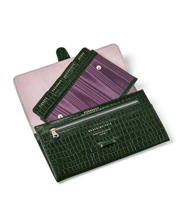 ASPINAL OF LONDON Leather Travel Wallet - Green