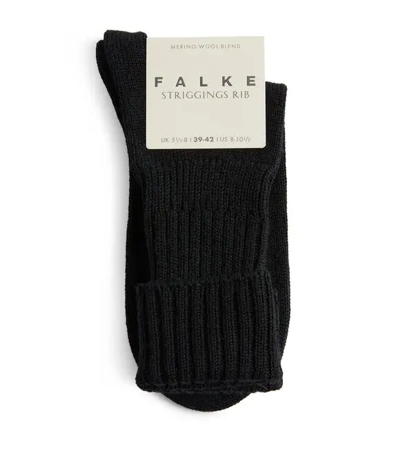 Falke Virgin Wool-blend Striggings Socks - Black