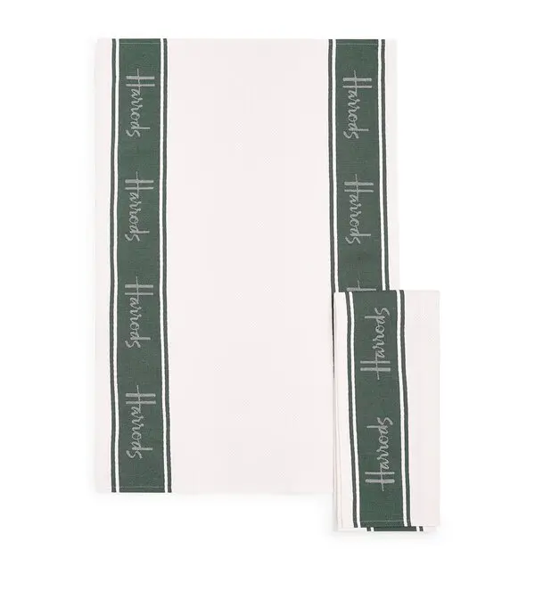 Harrods Set Of 2 Organic Cotton Tea Towels - Green