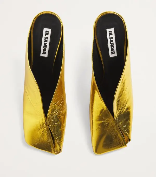 Jil Sander Leather Square-Toe Mules - Yellow | Editorialist