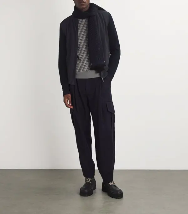 Giorgio Armani Suede And Virgin Wool Bomber Jacket