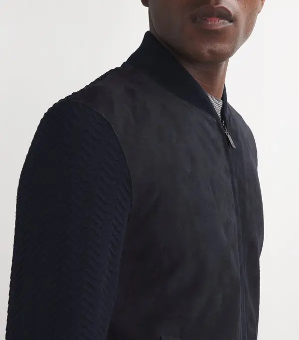 Giorgio Armani Suede And Virgin Wool Bomber Jacket