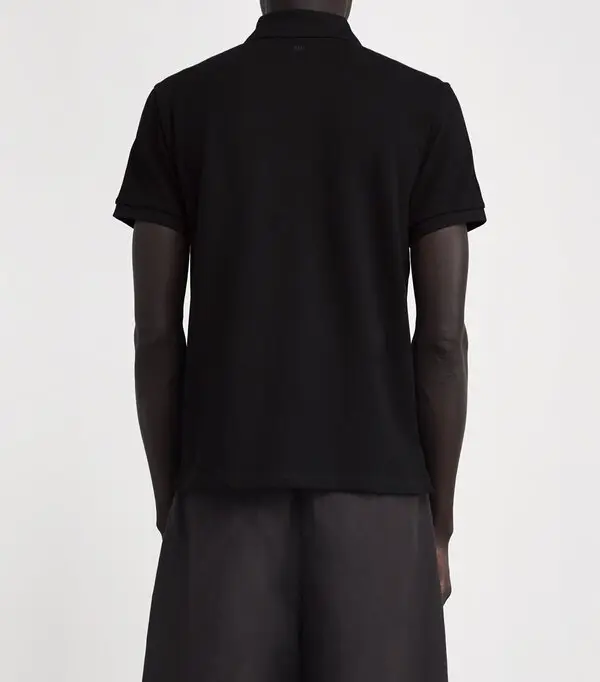 AMI Paris Organic Cotton De Coeur Polo Shirt - Black