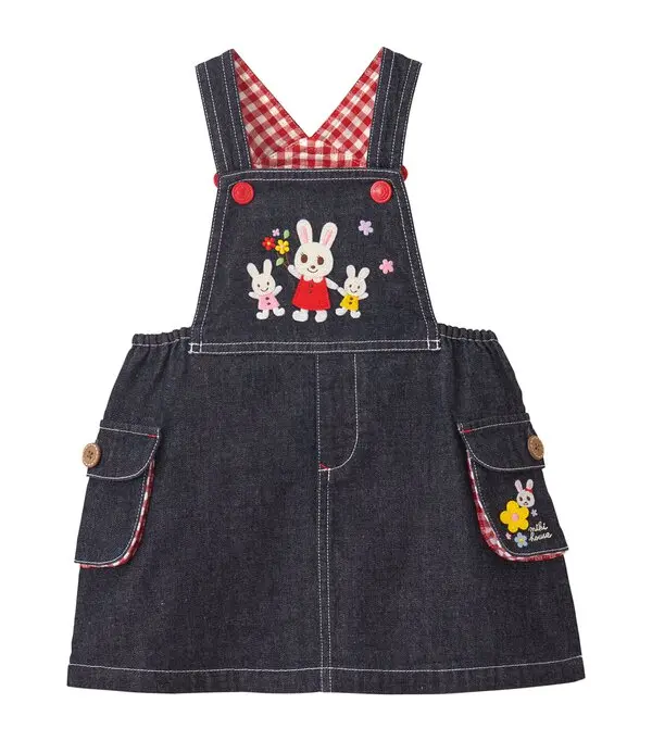 Miki House Cotton Dungaree Dress - Navy