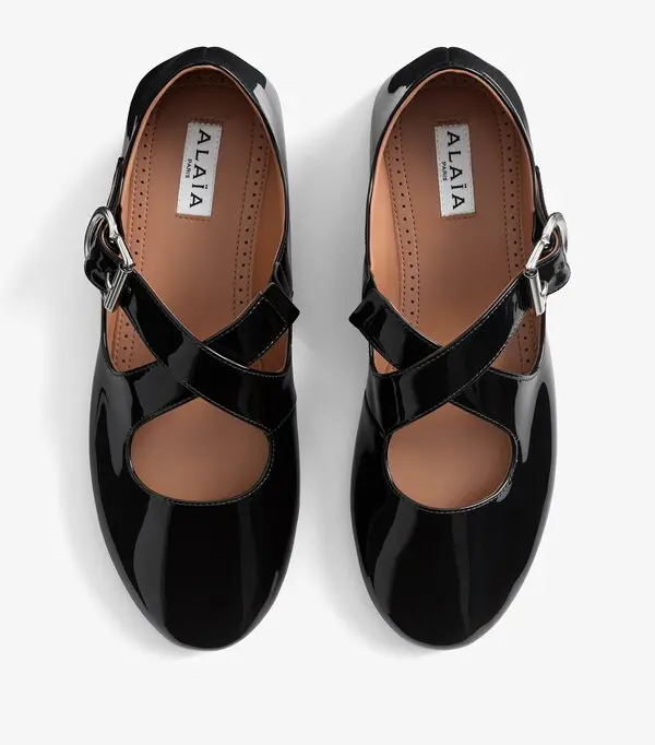Alaïa Patent Leather Criss-cross Ballet Flats