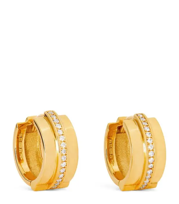 AZLEE Diamond And Yellow Staircase 3-tier Huggie Earrings - Gold