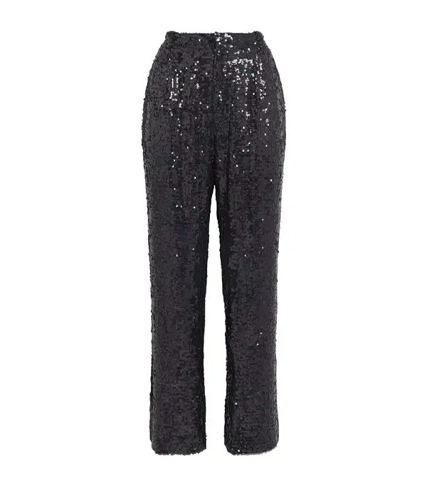Lapointe Sequin Pleated Tapered Trousers - Blue