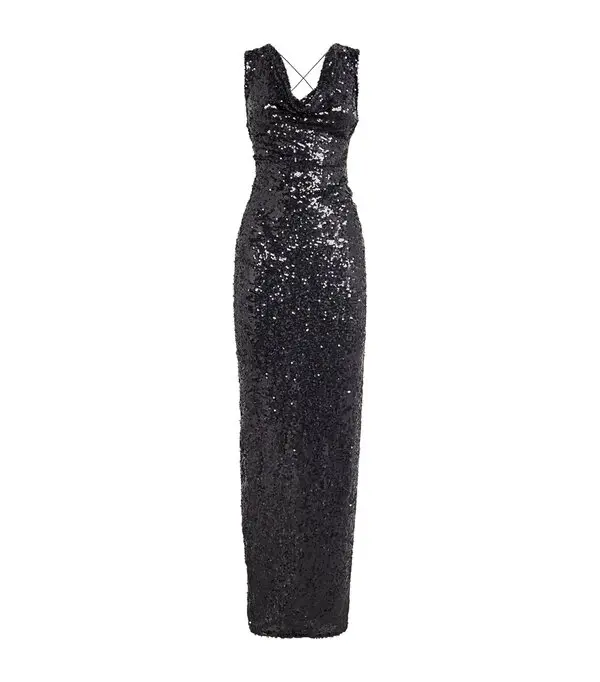 Lapointe Sequinned Cowl-neck Gown - Blue
