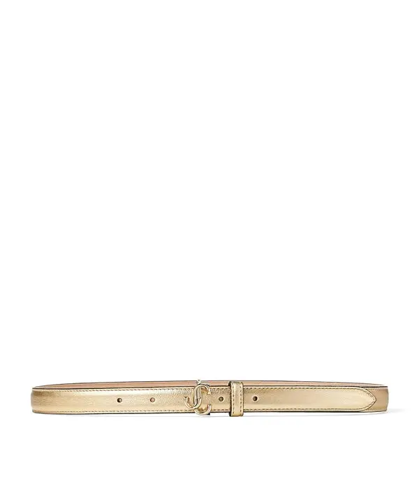JIMMY CHOO Helina Mini Leather Belt - Gold