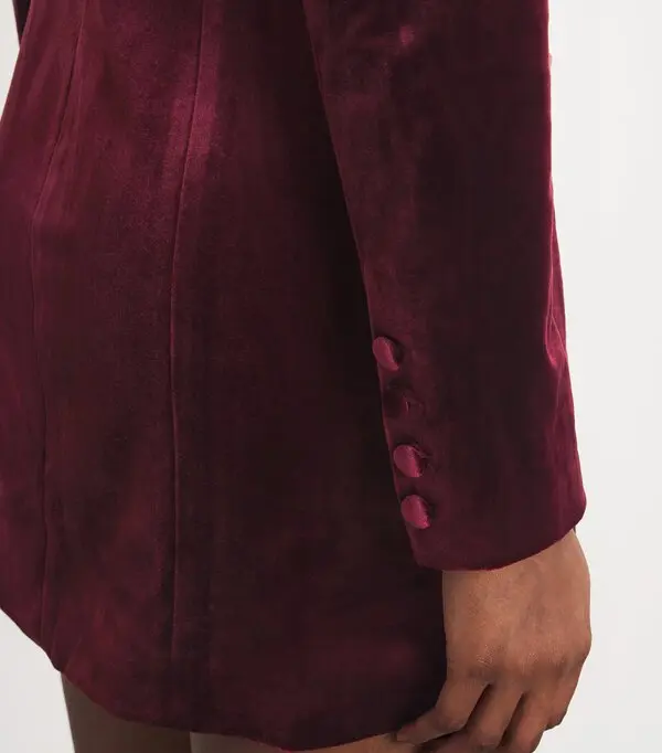 good american velvet blazer mini dress Good American Velvet Exec Blazer Dress in Oxblood002