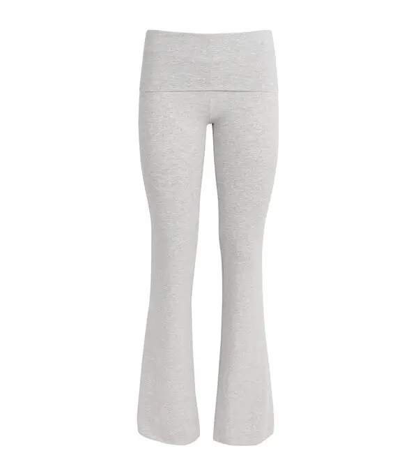 SKIMS Cotton-blend Fold-over Trousers - Grey