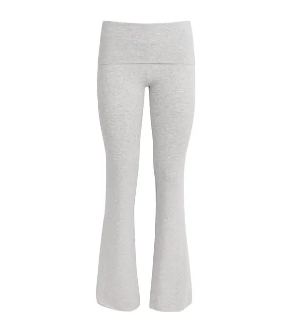 SKIMS Cotton-blend Fold-over Trousers - Grey