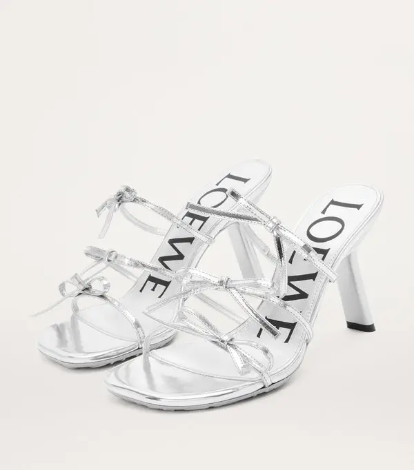 Loewe Metallic Leather Petal Bow Sandals
